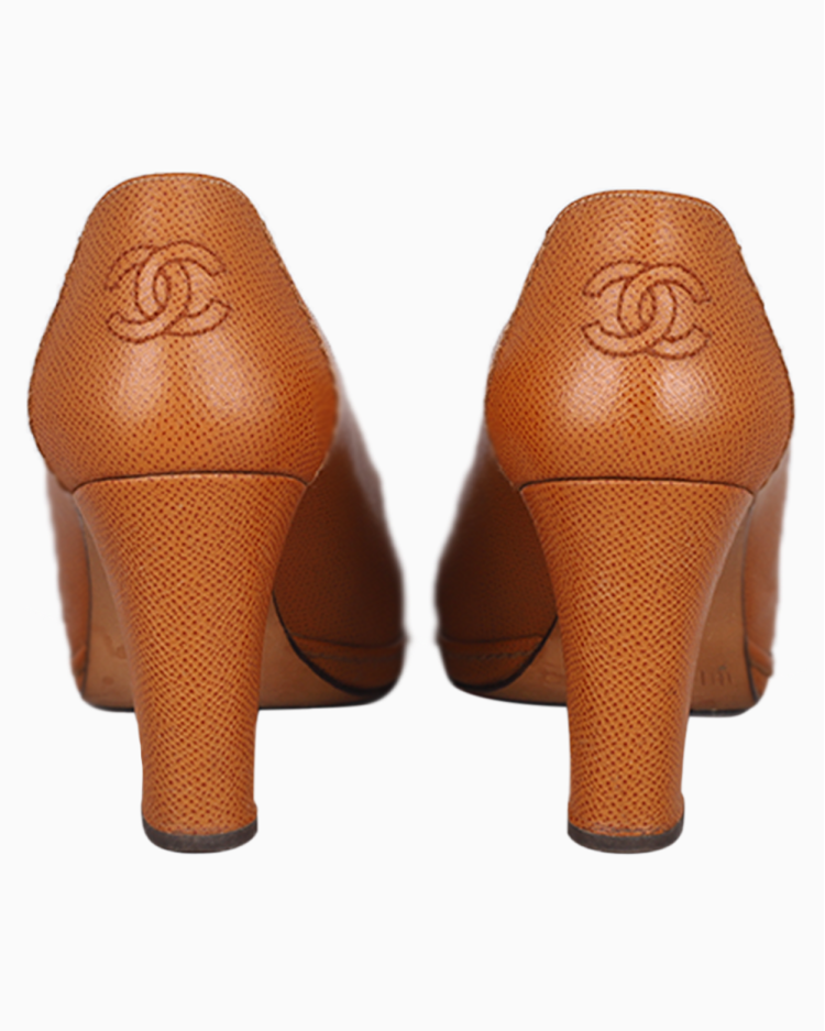 Sapato Chanel Original Couro Caramelo Feminino