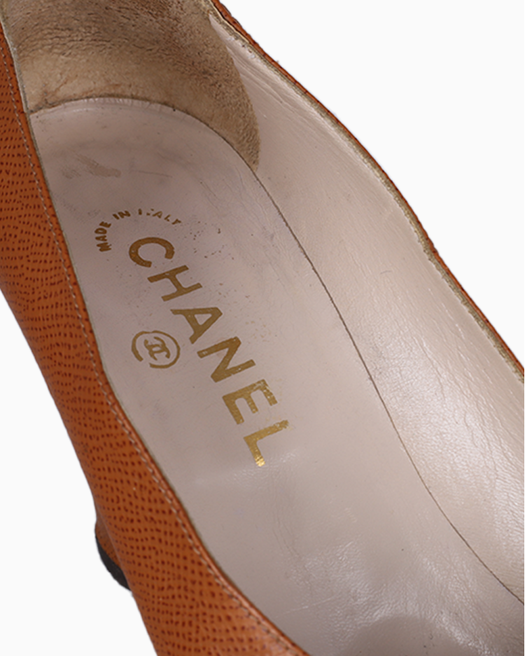 Sapato Chanel Original Couro Caramelo Feminino