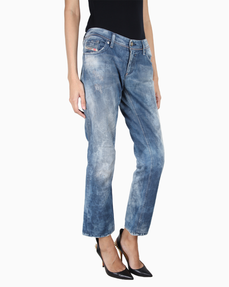Calça Diesel Original Low Rise Destroyed Jeans Azul Feminino