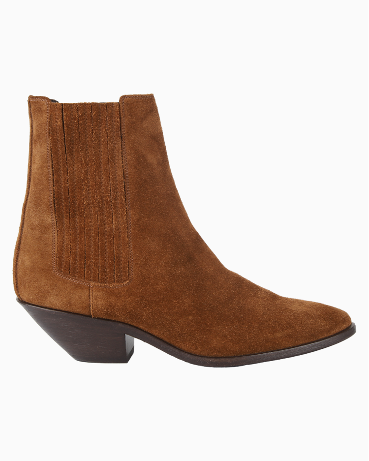 Bota Saint Laurent Original West Chelsea Camurça Marrom Feminina