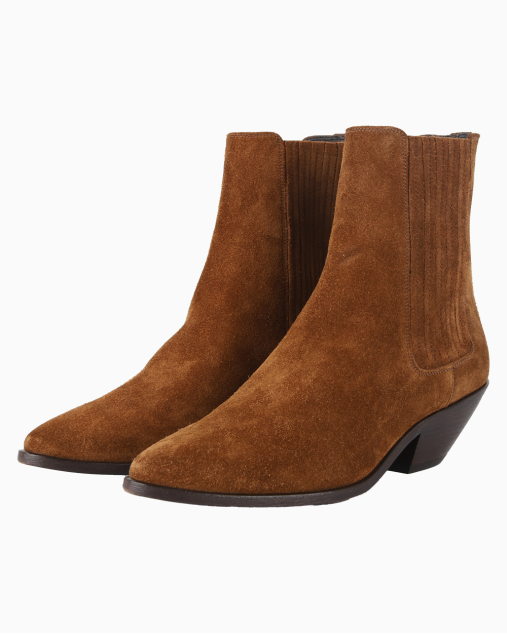 Bota Saint Laurent Original West Chelsea Camurça Marrom Feminina
