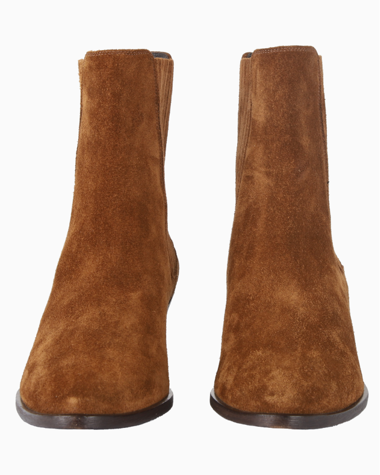 Bota Saint Laurent Original West Chelsea Camurça Marrom Feminina