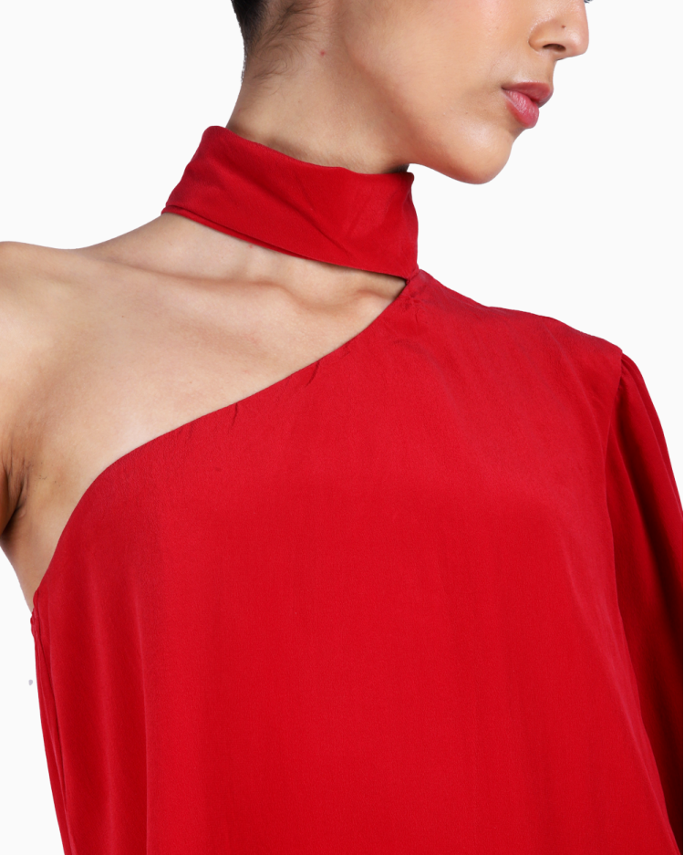 Blusa Animale Original Ombro Único Vermelha Feminina