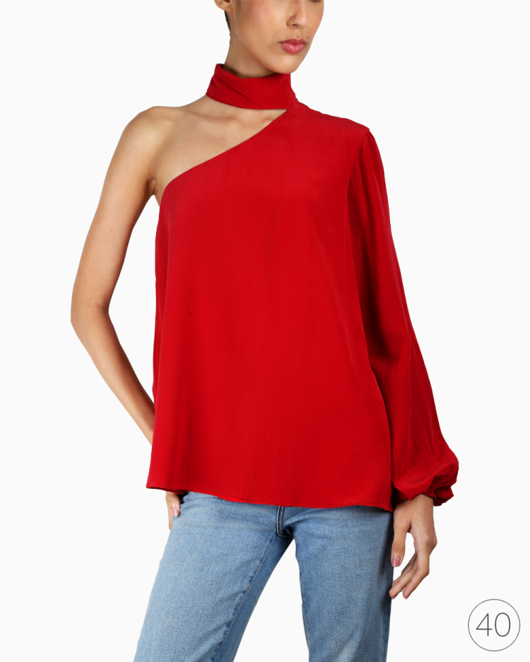 Blusa Animale Original Ombro Único Vermelha Feminina