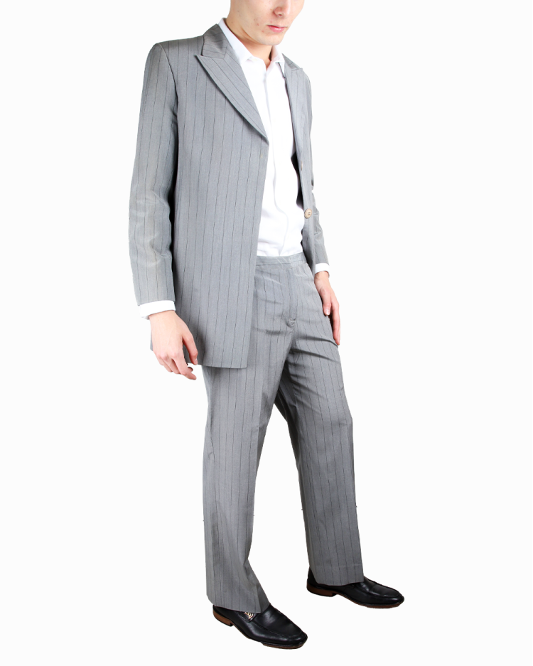 Terno Versace Original Vintage Risca Cinza Masculino