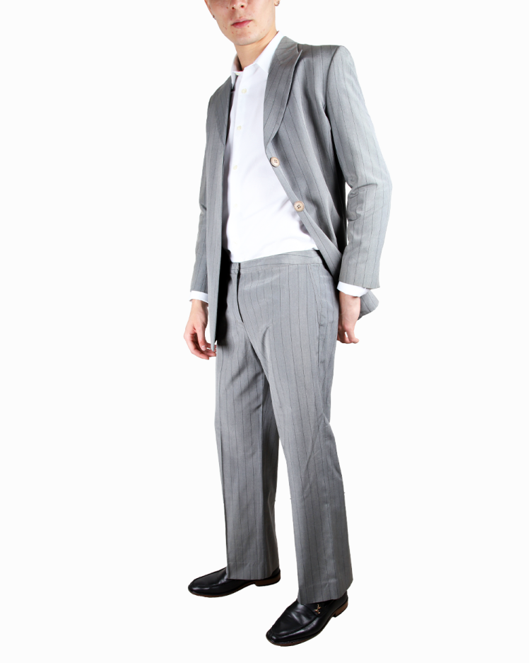 Terno Versace Original Vintage Risca Cinza Masculino