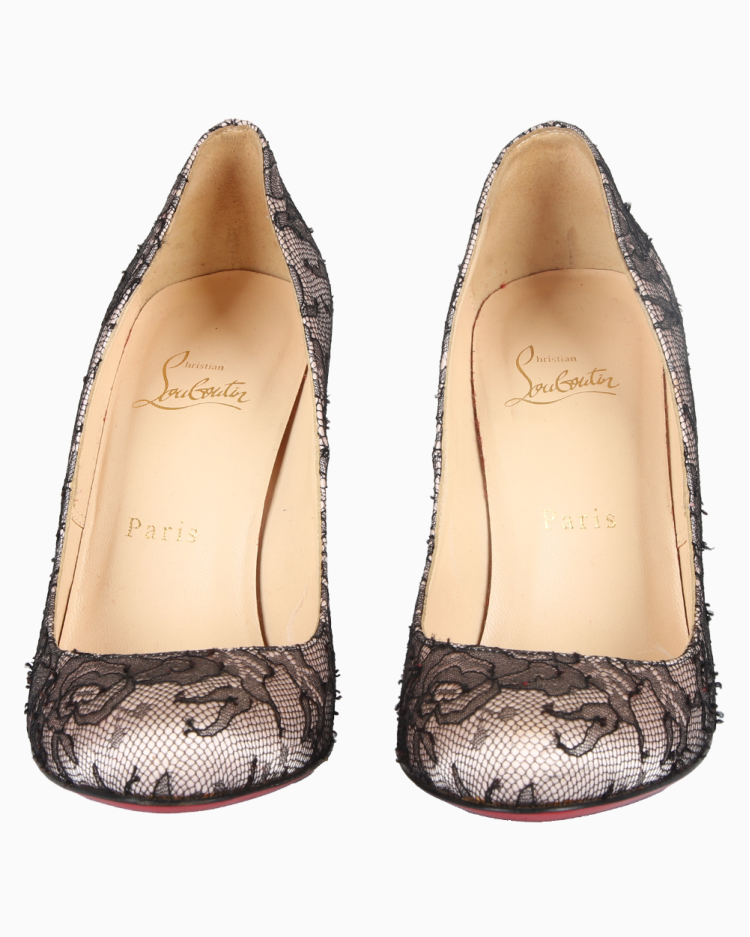 Sapato Louboutin Original Fifi 120 Renda Preto Feminino