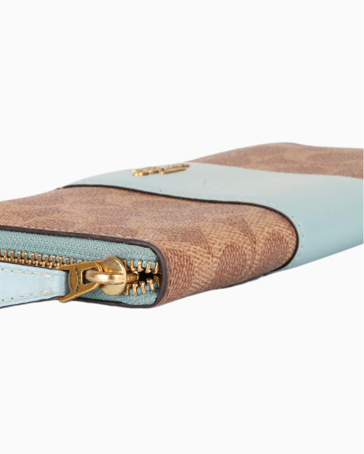 Carteira Coach Original Accordion Zip Signature Azul Feminina