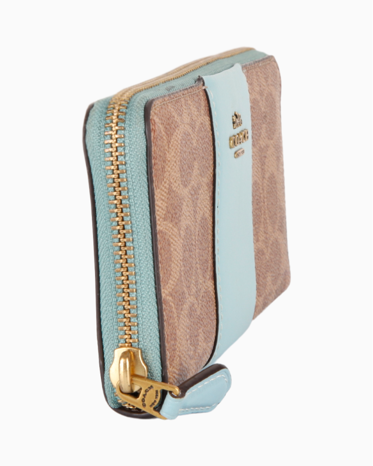 Carteira Coach Original Accordion Zip Signature Azul Feminina