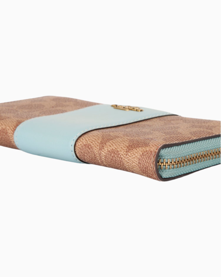 Carteira Coach Original Accordion Zip Signature Azul Feminina