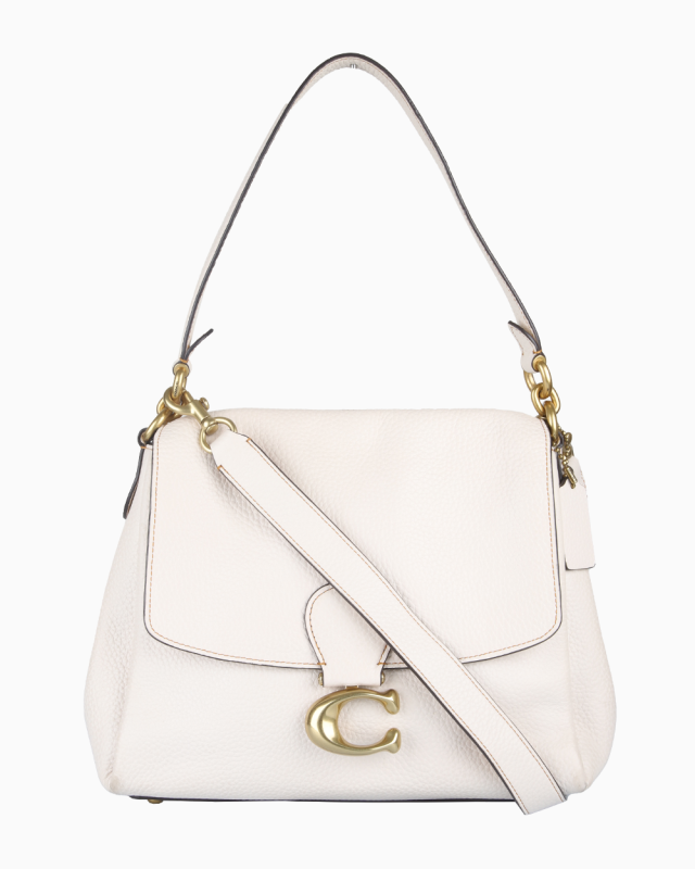 Bolsa Coach May Shoulder Couro Branca Feminina