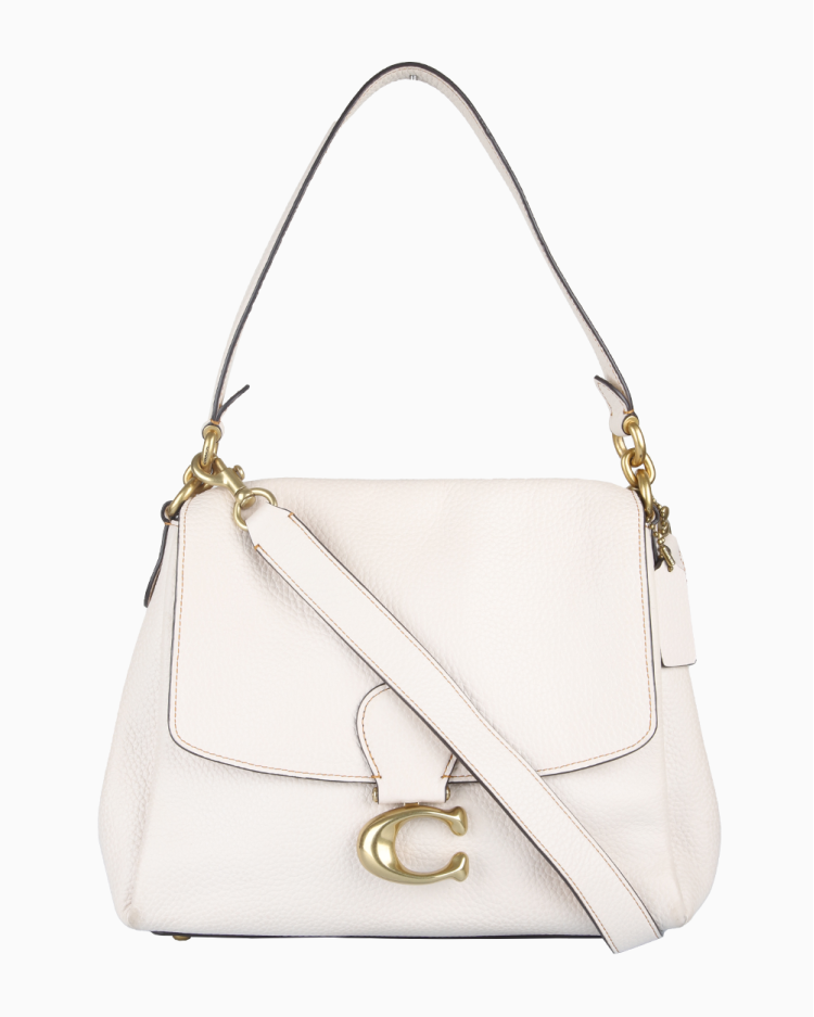 Bolsa Coach May Shoulder Couro Branca Feminina