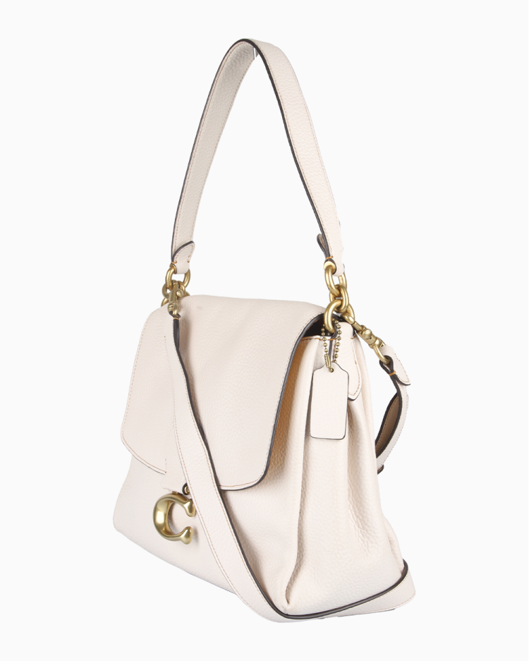 Bolsa Coach May Shoulder Couro Branca Feminina