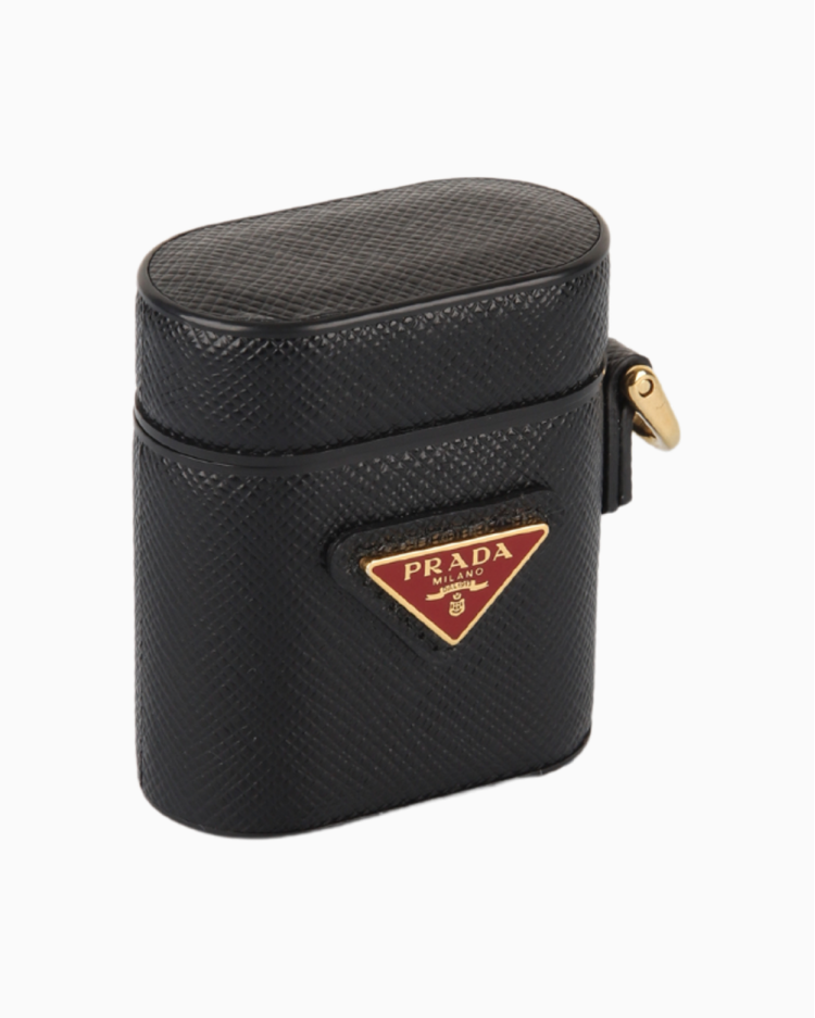 Case Para Airpods Prada Original Saffiano Triang Preta Feminina