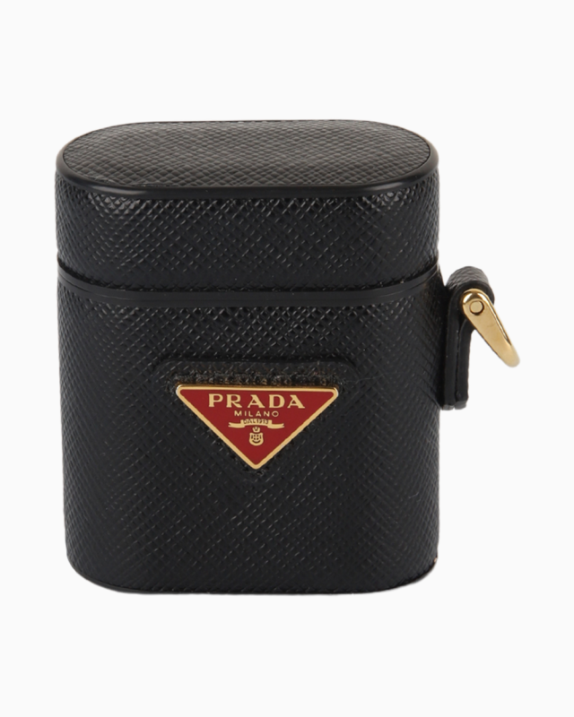 Case Para Airpods Prada Original Saffiano Triang Preta Feminina