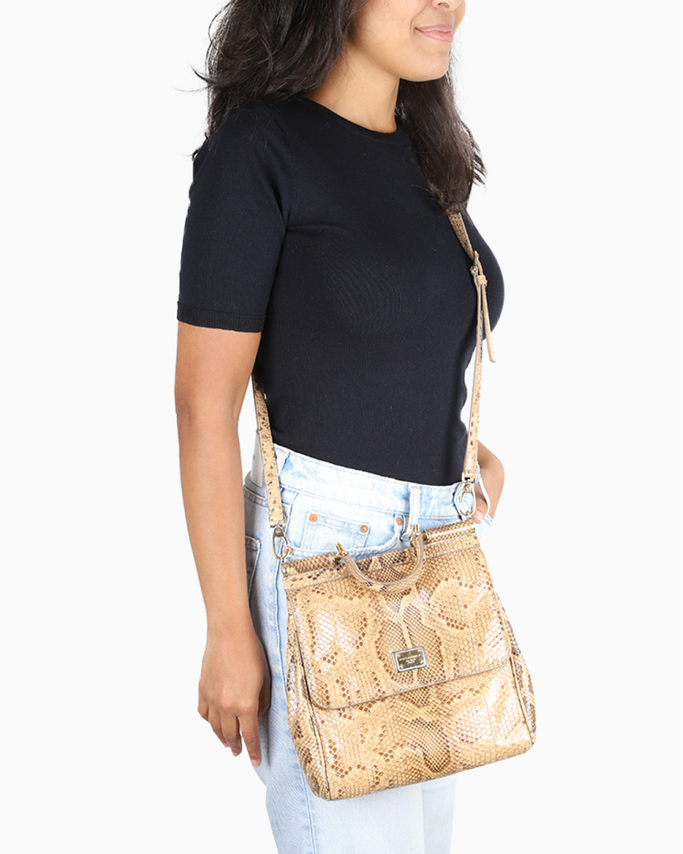 Bolsa Dolce & Gabbana Original Python Miss Sicily Animal Print Feminina