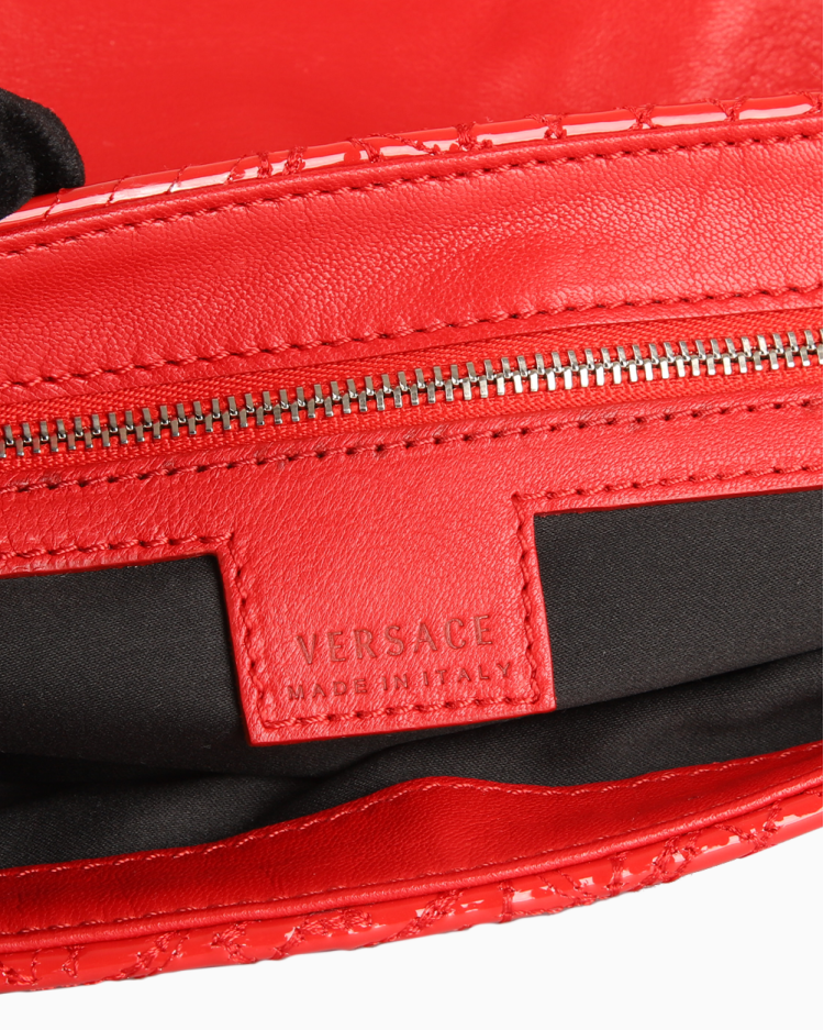 Bolsa Versace Original Medusa Bordada Verniz Vermelha Feminina