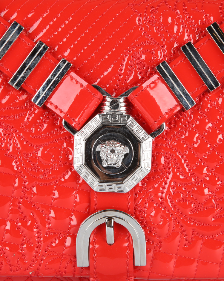 Bolsa Versace Original Medusa Bordada Verniz Vermelha Feminina