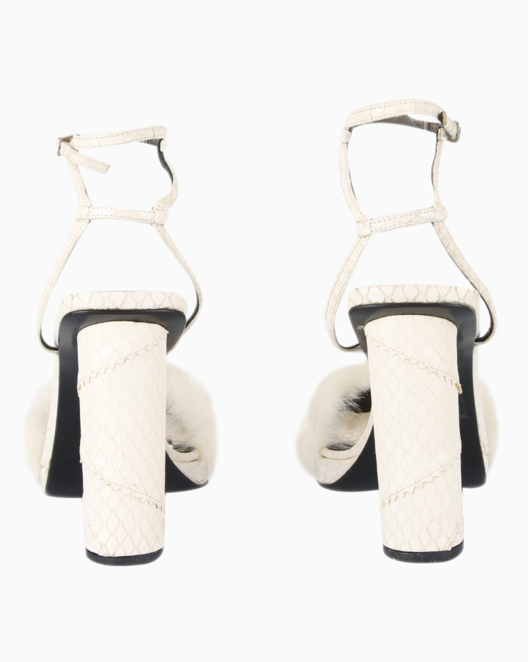 Sandália Gianni Versace Original Python Plumas Off White Feminina