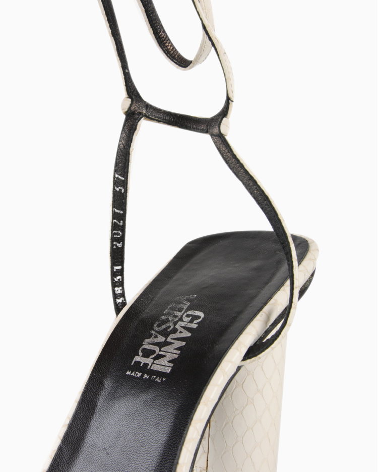 Sandália Gianni Versace Original Python Plumas Off White Feminina