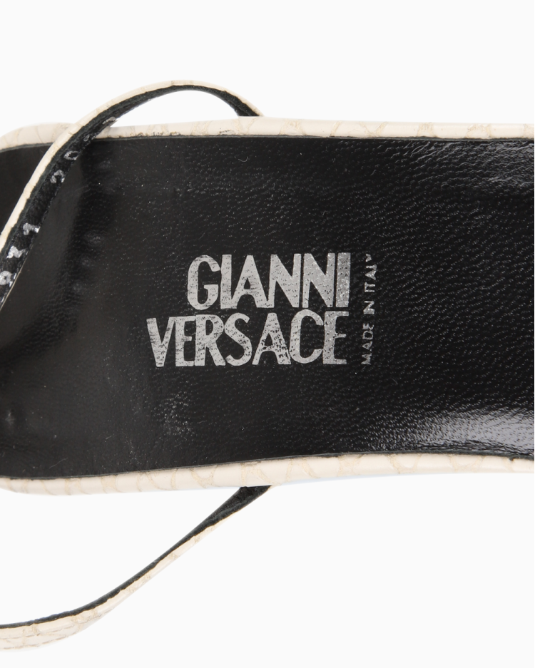 Sandália Gianni Versace Original Python Plumas Off White Feminina
