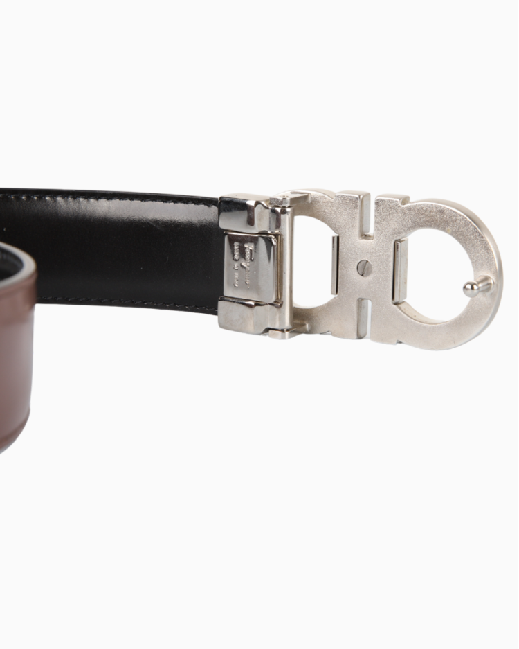 Cinto Salvatore Ferragamo Original Reversivel Gancini Marrom e Preto ...