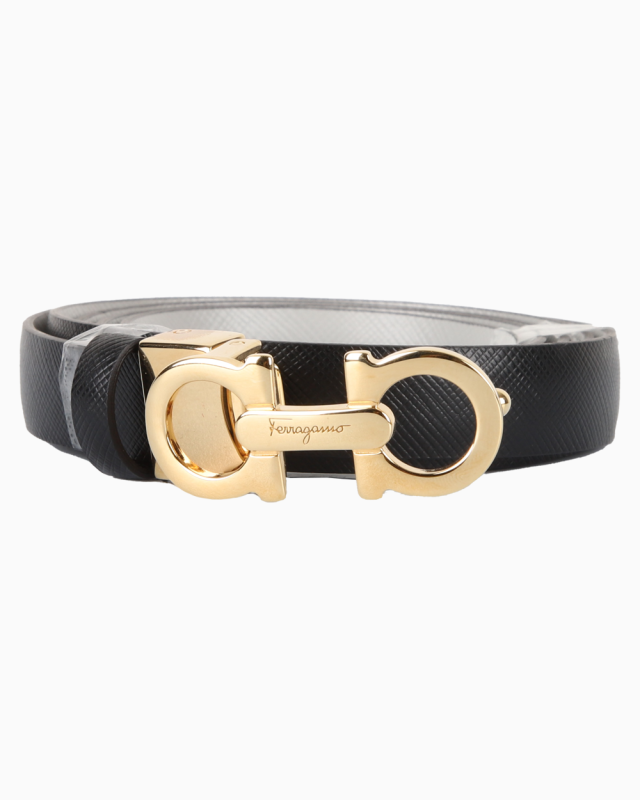 Cinto Salvatore Ferragamo Original Gancini Reversivel Preto e Cinza ...