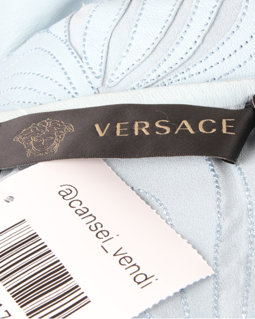 Vestido Versace Original Couro Azul Feminino