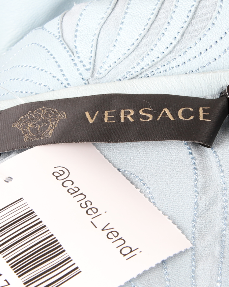 Vestido Versace Original Couro Azul Feminino