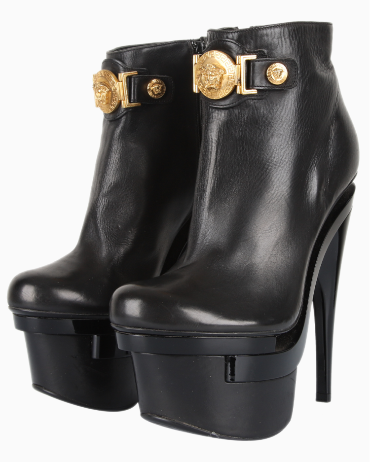 Bota Versace Original Triple Plataform Preta Feminina
