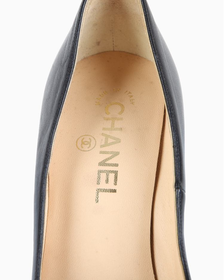Sapato Chanel Original Cap Toe CC Preto Feminino
