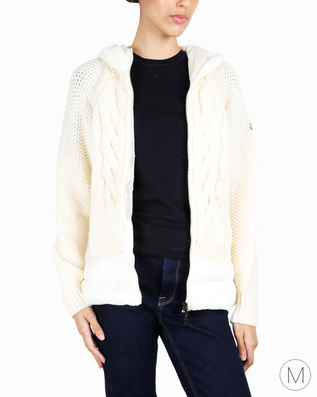 Casaco Moncler Original Maglione Tricot Cardigan Off White Feminino
