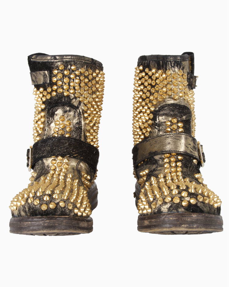 Bota Philipp Plein Original Spikes Dourada Feminina