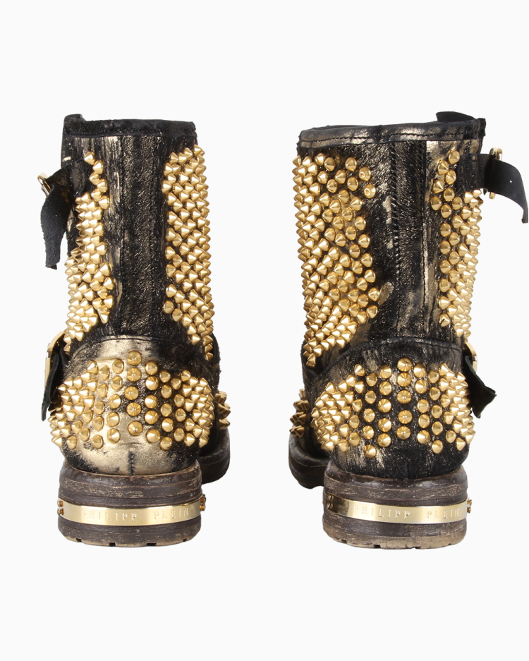Bota Philipp Plein Original Spikes Dourada Feminina