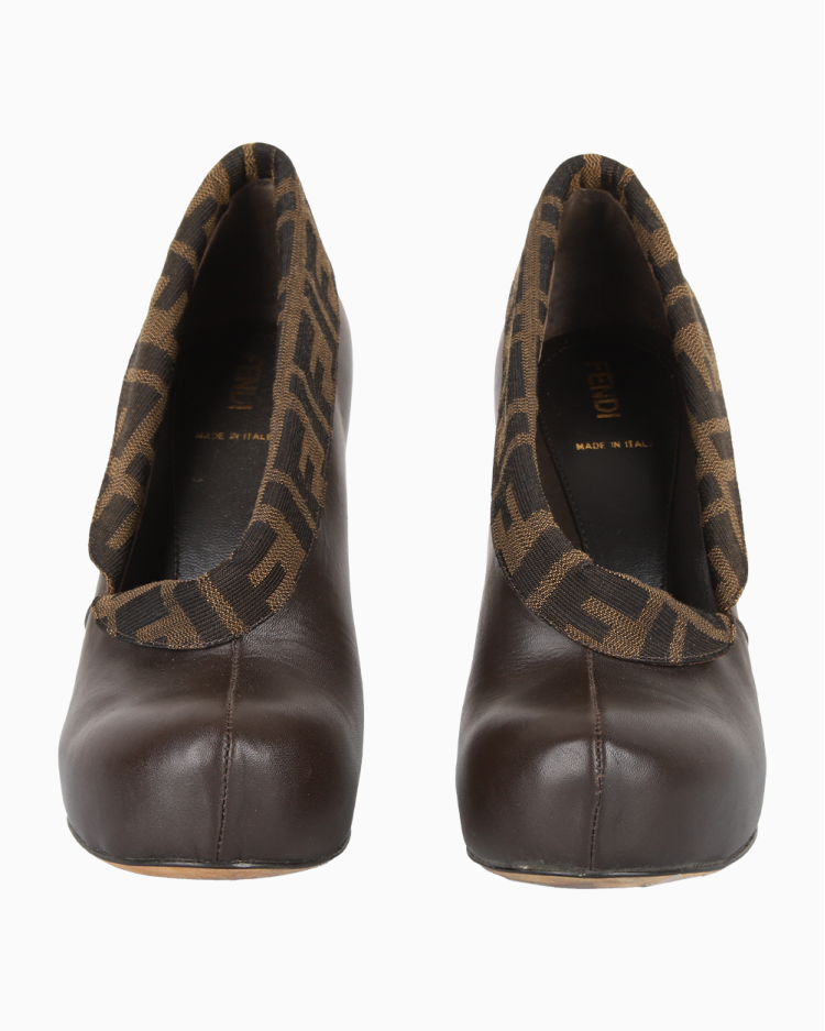 Sapato Fendi Original Couro Zucca Marrom Feminino