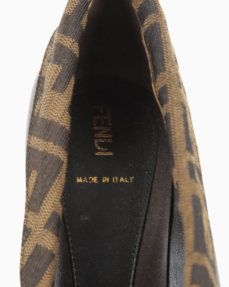 Sapato Fendi Original Couro Zucca Marrom Feminino