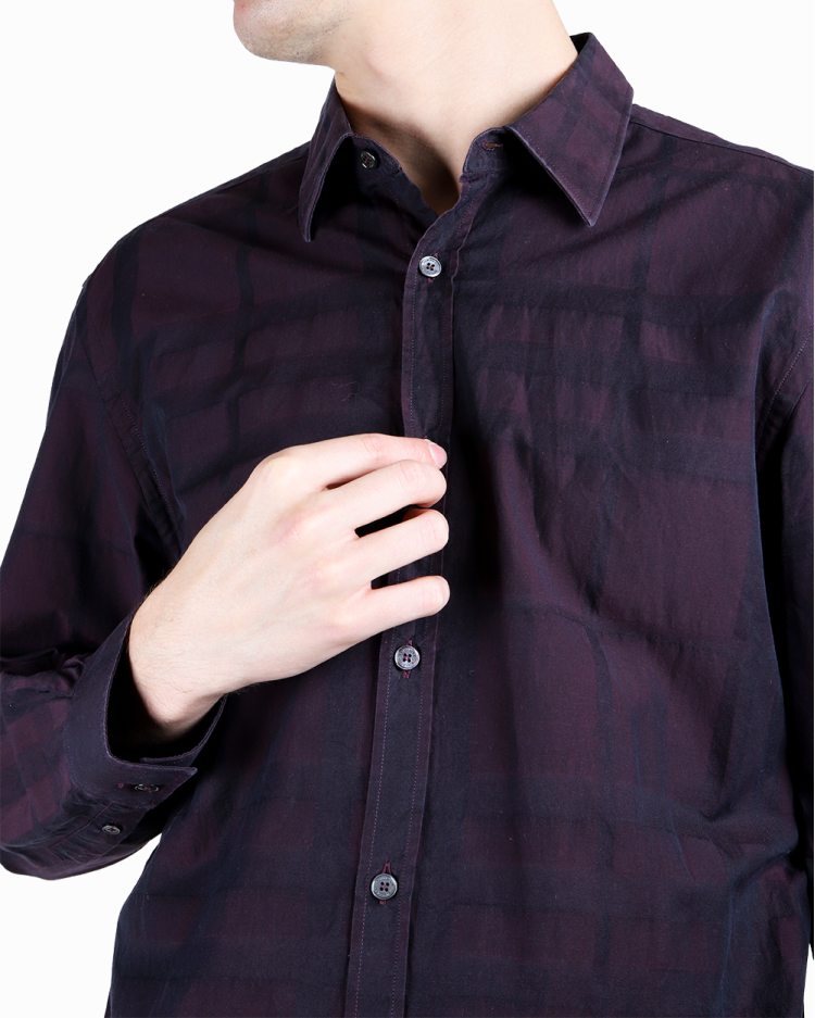 Camisa Burberry Original Algodão Xadrez Roxa Masculina
