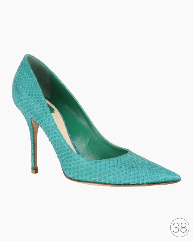 Scarpin Dior Original Couro Pyton Verde Feminino
