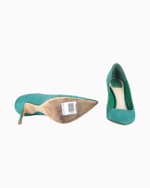 Scarpin Dior Original Couro Pyton Verde Feminino