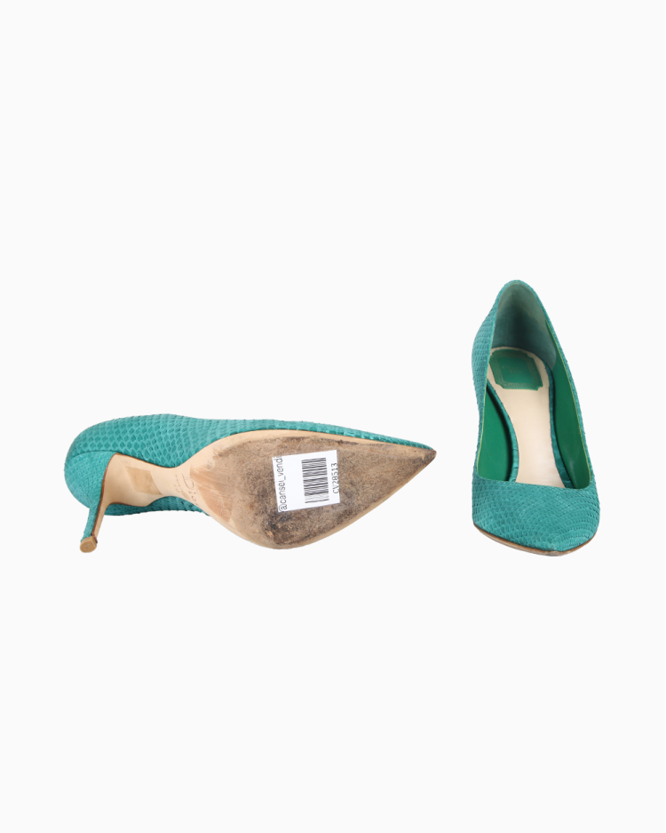 Scarpin Dior Original Couro Pyton Verde Feminino