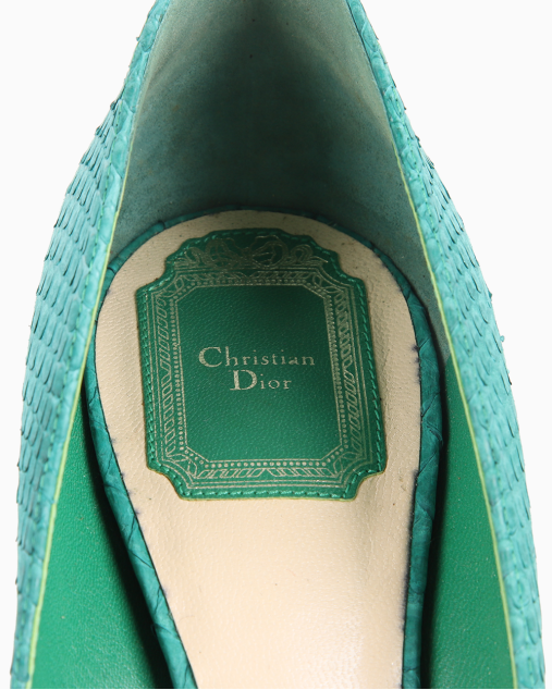 Scarpin Dior Original Couro Pyton Verde Feminino