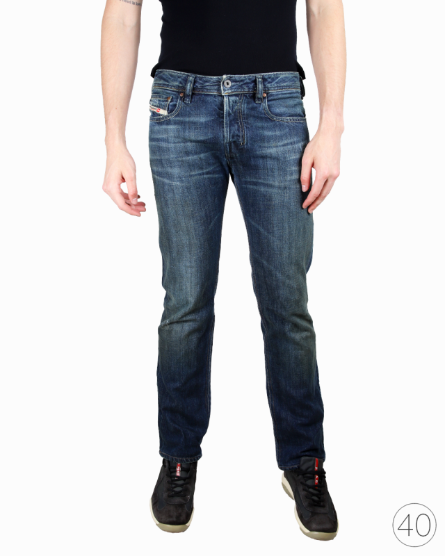 Calça Diesel Original Zathan Reta Jeans Azul Escuro Masculina
