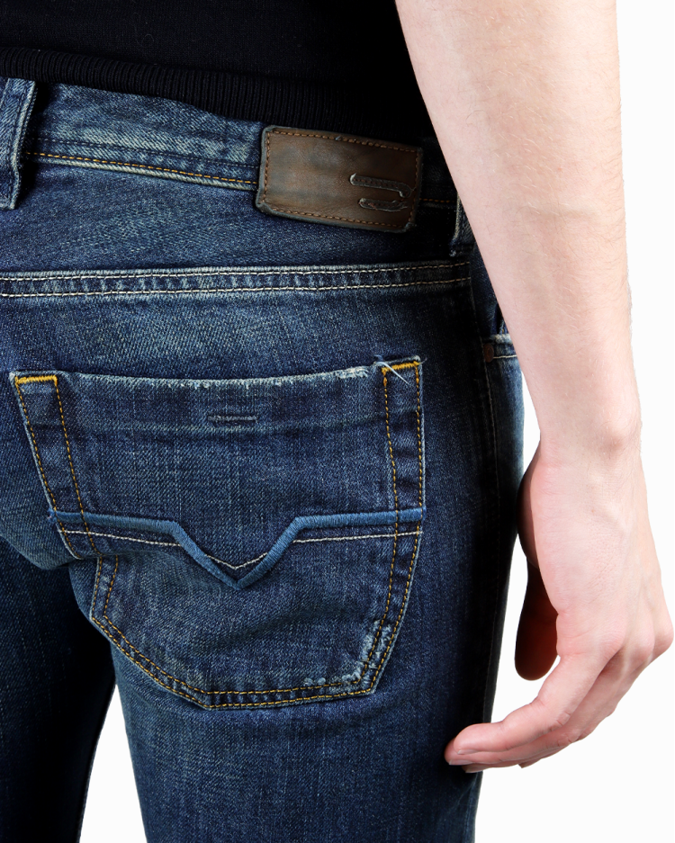 Calça Diesel Original Zathan Reta Jeans Azul Escuro Masculina