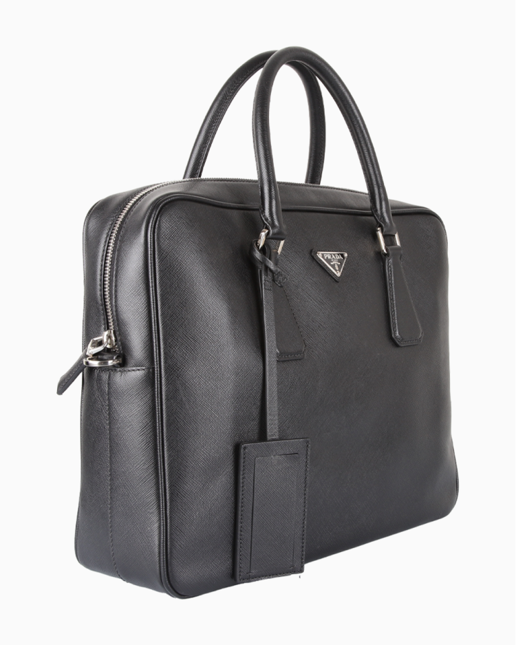 Pasta Prada Original Couro Saffiano Preta Masculina