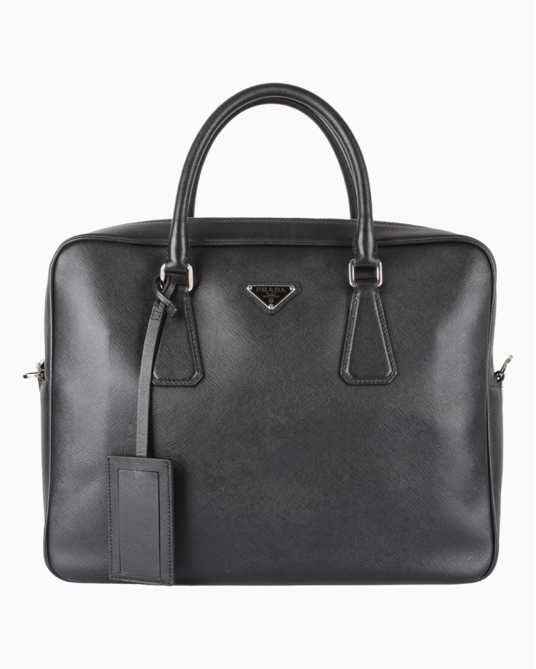 Pasta Prada Original Couro Saffiano Preta Masculina