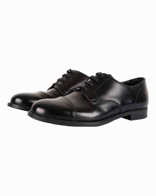 Sapato Prada Original Oxford Couro Escovado Preto Masculino