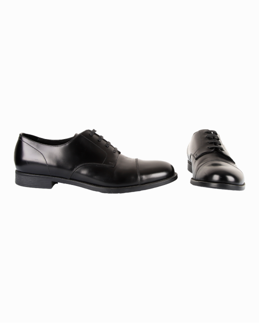 Sapato Prada Original Oxford Couro Escovado Preto Masculino