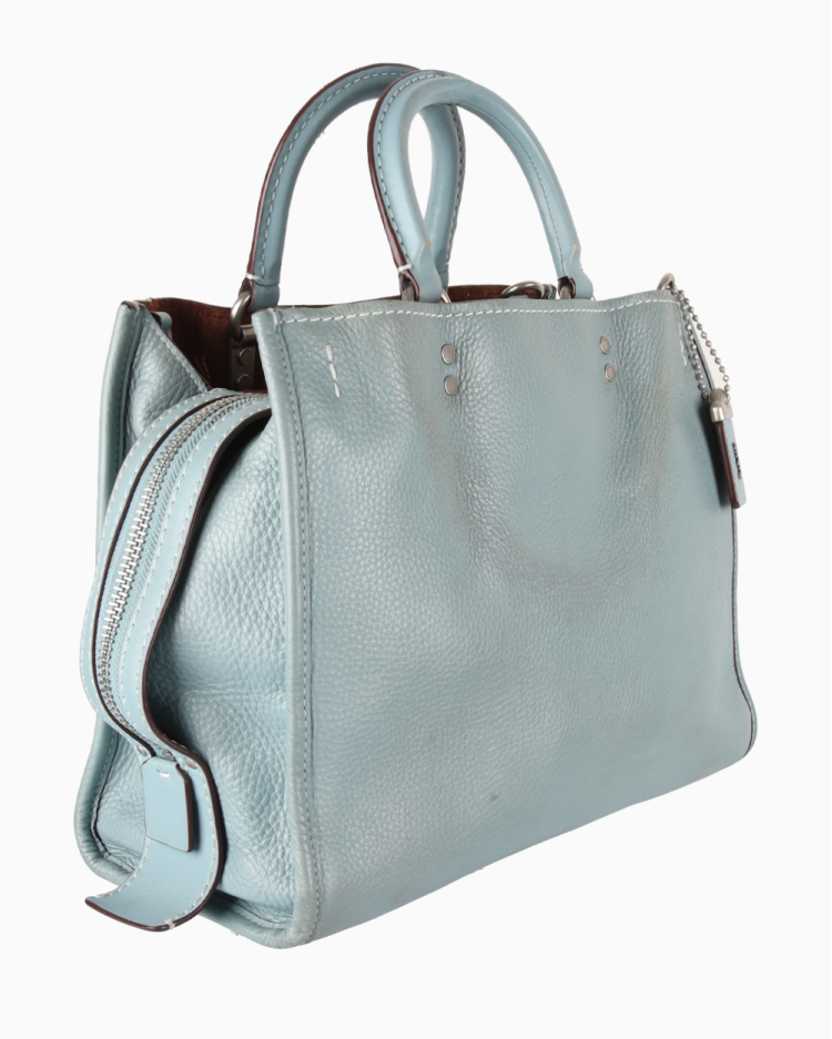 Bolsa Coach Original Couro Azul Feminina