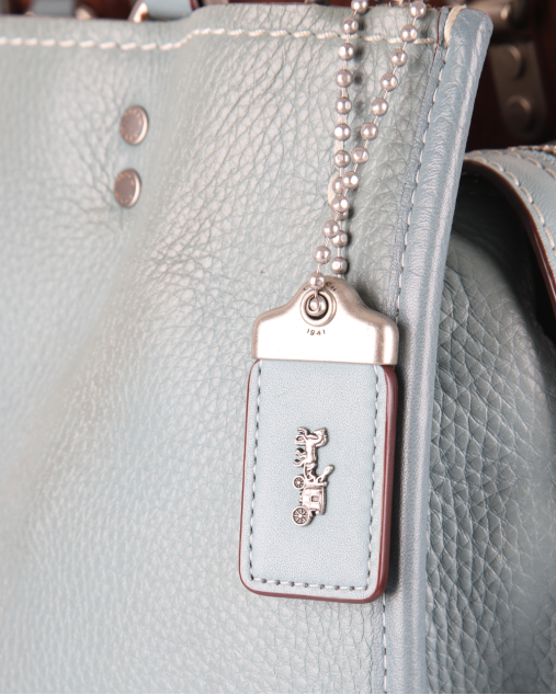 Bolsa Coach Original Couro Azul Feminina