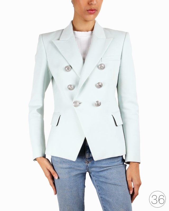Blazer Balmain Original Lã Azul Claro Feminino